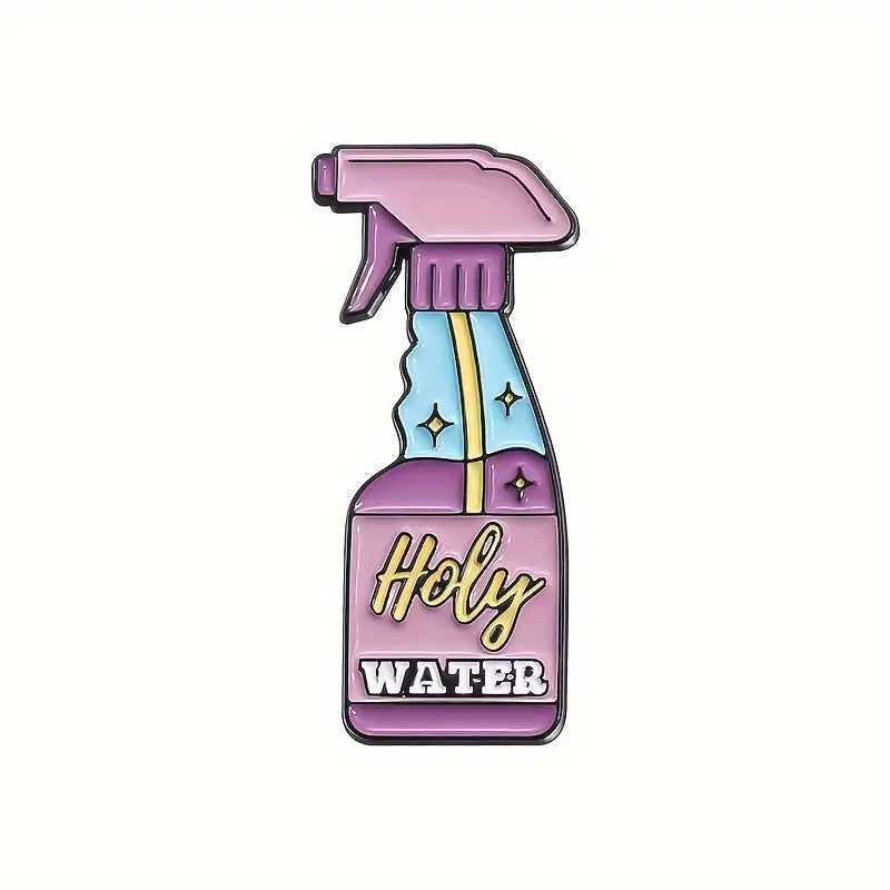 Holy Water Spray Enamel Pin – Broochat Store | متجر بروشات